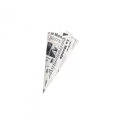 Large Newspaper Print Paper Cones by 100% Chef, 200pk