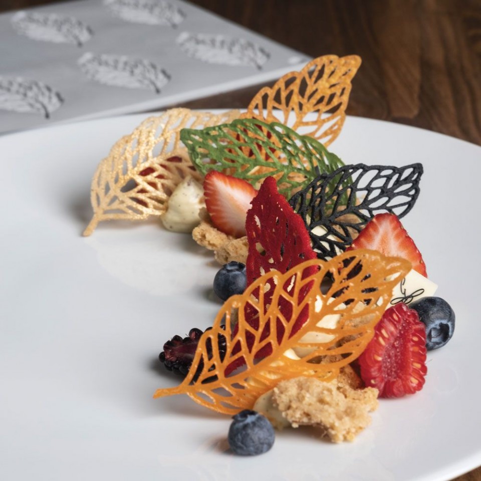 Perfect Leaf Tuiles with Tuile Sugar and Silicone Tuile Moulds